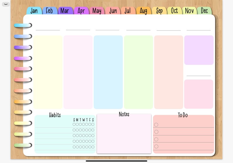 Undated Rainbow Planner for Goodnotes Digital Planner - Etsy