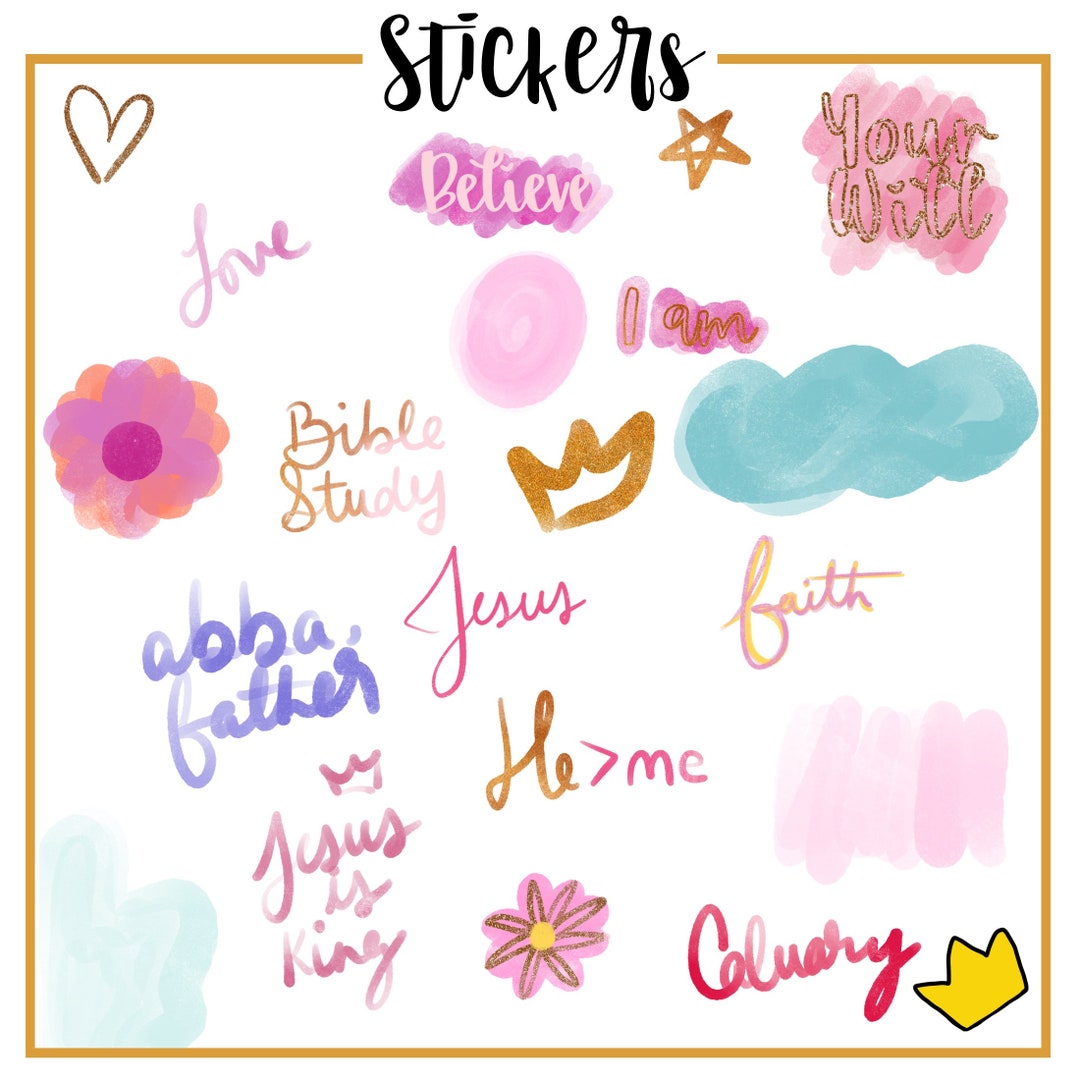 Joyful Blessing Sticker Kit Watercolor Hand Drawn Stickers | Bible ...