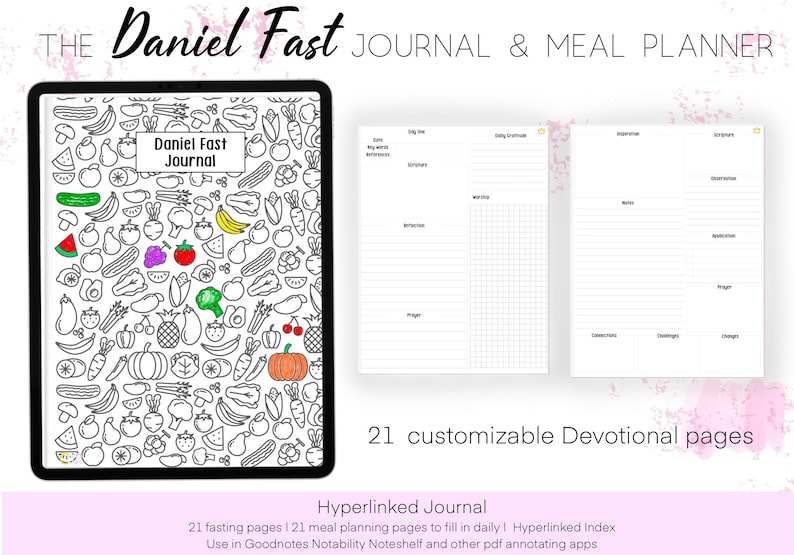 Daniel Fast Digital Journal Meal Planner Journal Pages Coloring Page ...
