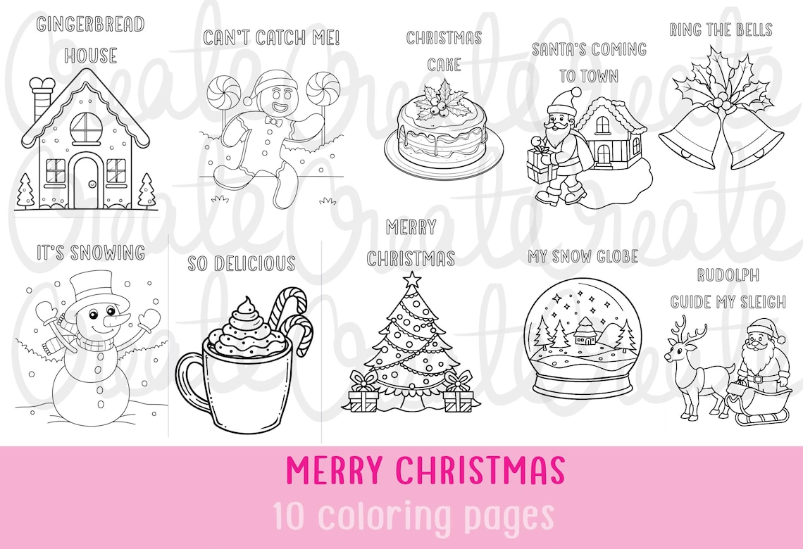 Merry Christmas Coloring Pages Workbook Childrens Coloring Fun ...