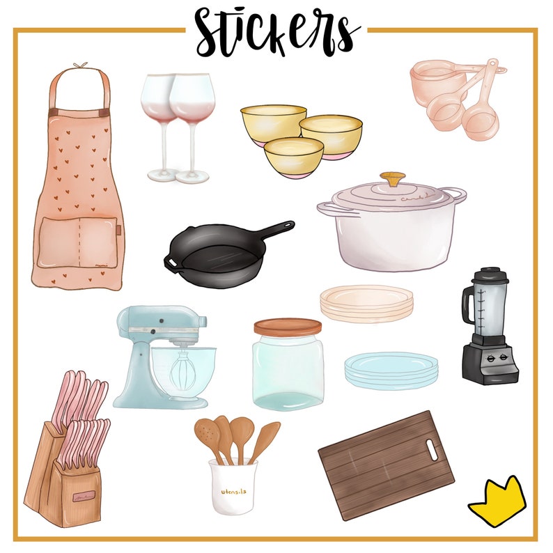 Kitchen Supplies Digital Stickers for Goodnotes - Etsy