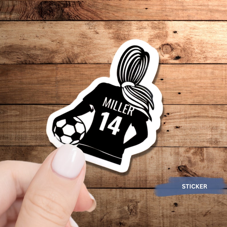 Soccer Player Sticker Girl Soccer Decal Water Bottle Design Custom Name ...