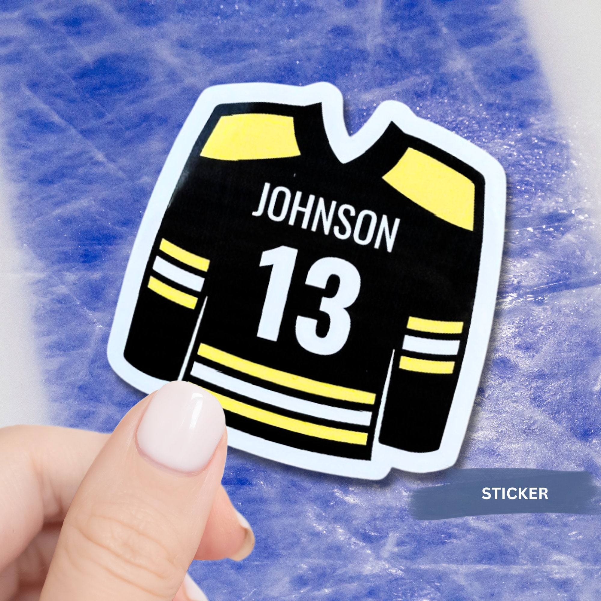 Custom Hockey Sticker Design Template Vinyl Decal Size Custom Jersey ...