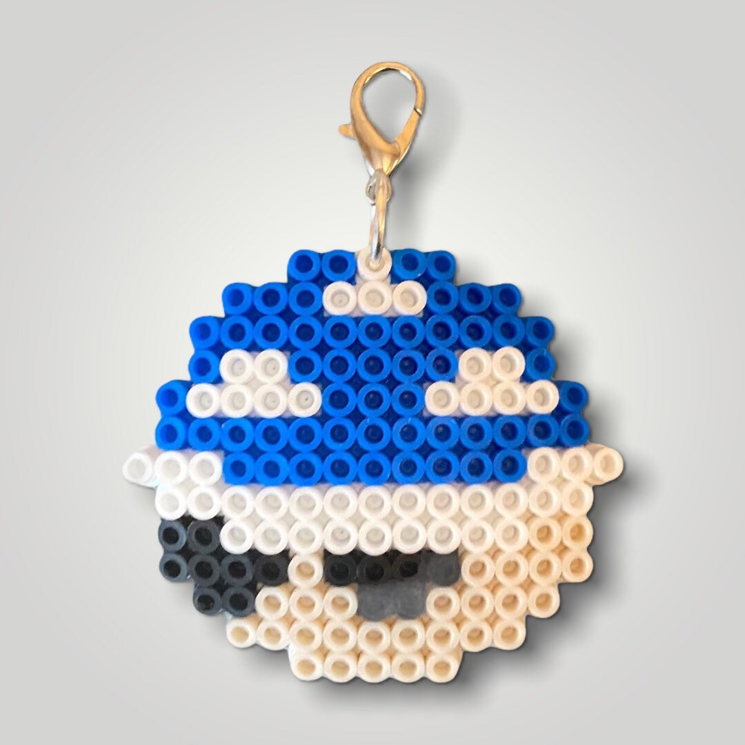 Perler Bead Blue Shell Keychain - Etsy