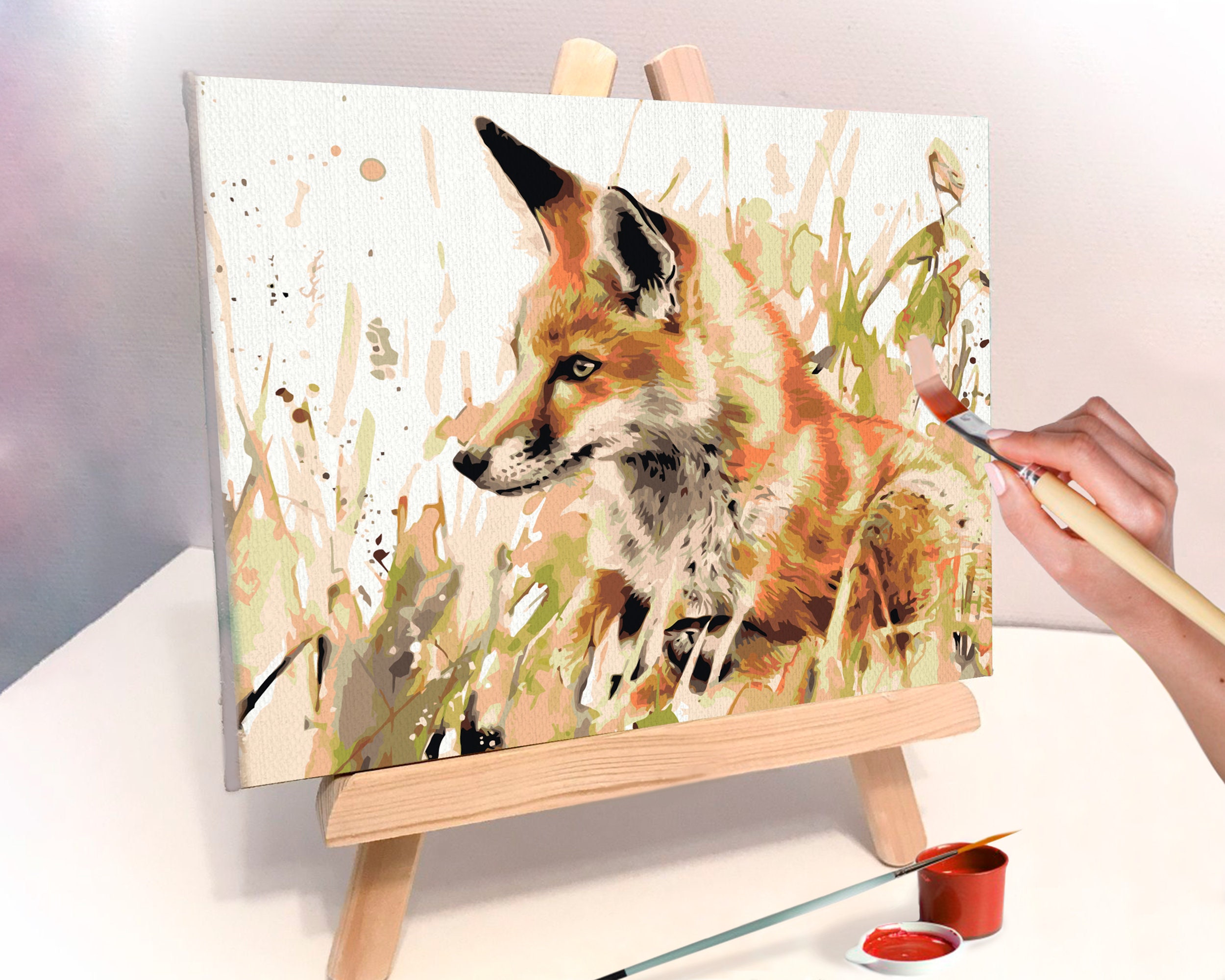 Fuchs malen nach Zahlen DIY Kit Malerei nach Anzahl Tiere Kunst Farbe ...