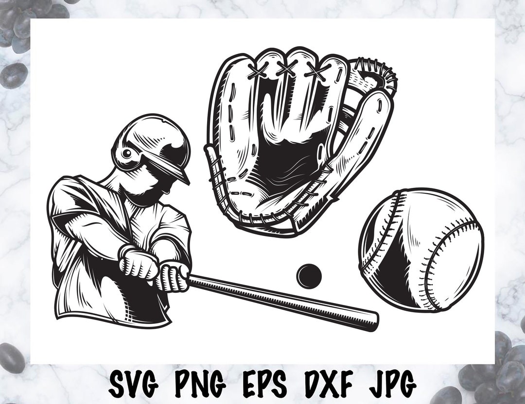 Baseball SVG Baseball Bat Svg Baseball Player SVG File Baseball Glove ...