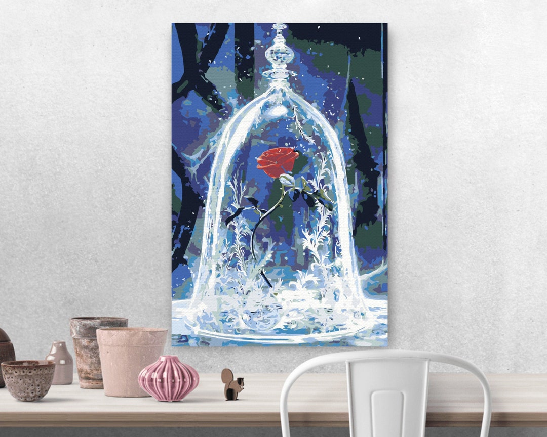 DIY Enchanted Rose Art for Adults Glass Dome DIY Paint by Numbers Kit ...