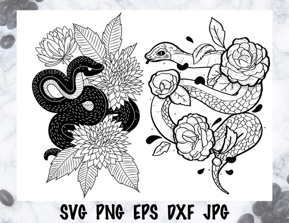 Snake SVG Flowers Svg Big Snakes SVG File Floral SVG Snakes - Etsy