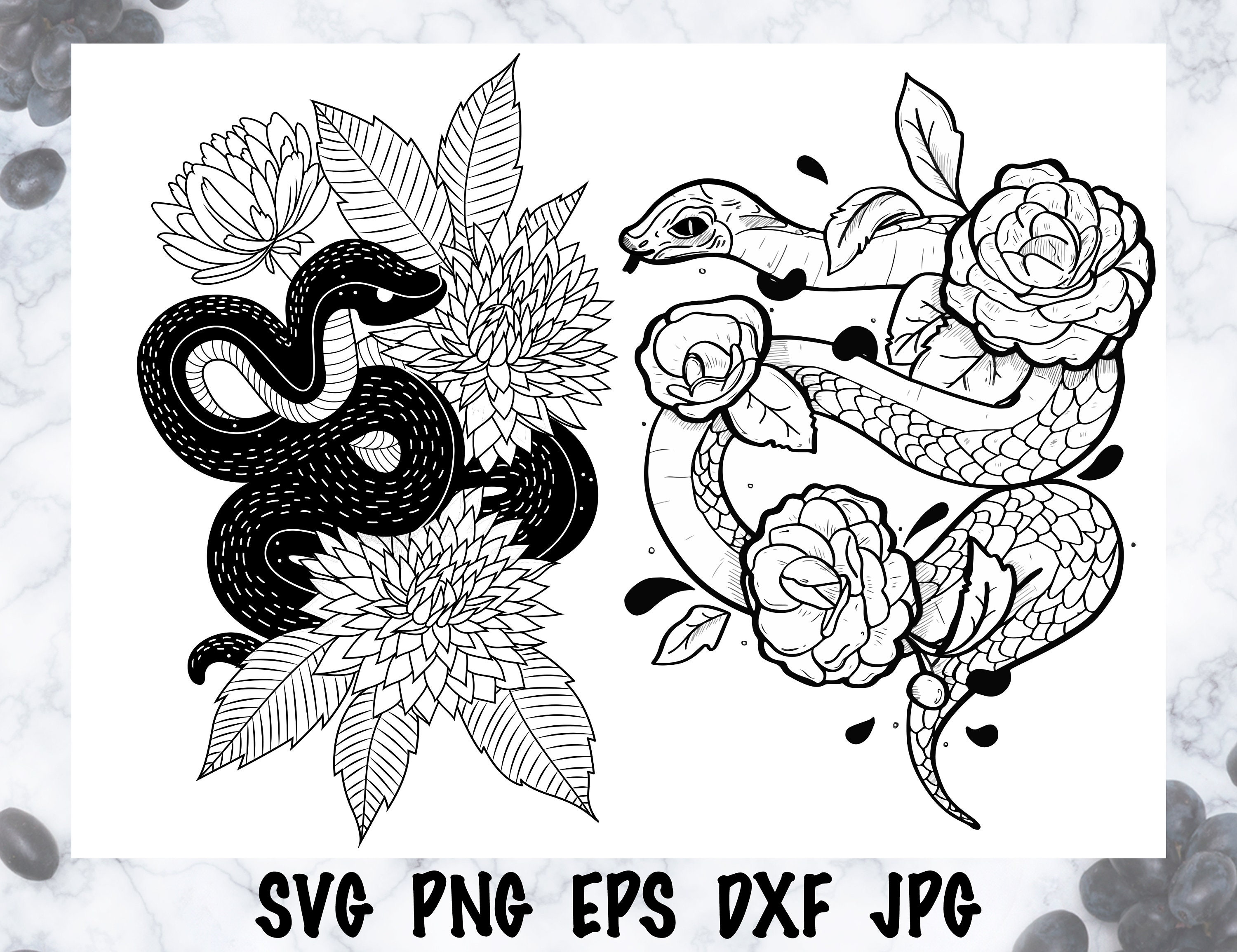 Snake SVG Flowers Svg Big Snakes SVG File Floral SVG Snakes - Etsy Canada