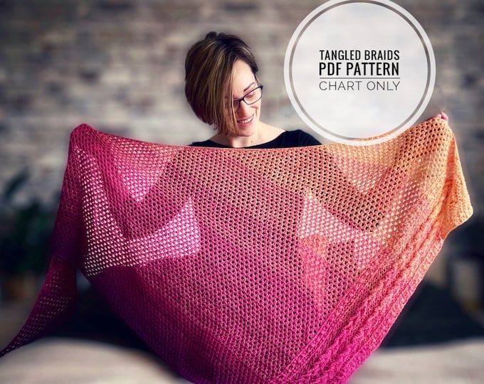 Rhombic Weaves Shawl Crochet Pattern, Triangular Shawl Digital Pattern, Chart Only Shawl Pattern ...