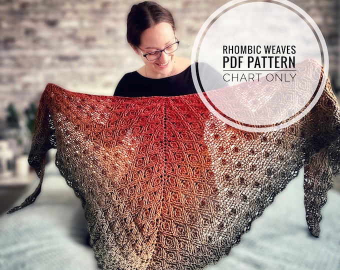 Rhombic Weaves Shawl Crochet Pattern, Triangular Shawl Digital Pattern ...