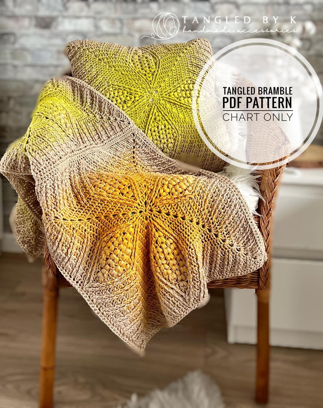 Tangled Bramble Blanket Crochet Pattern, Square Blanket Digital Pattern ...