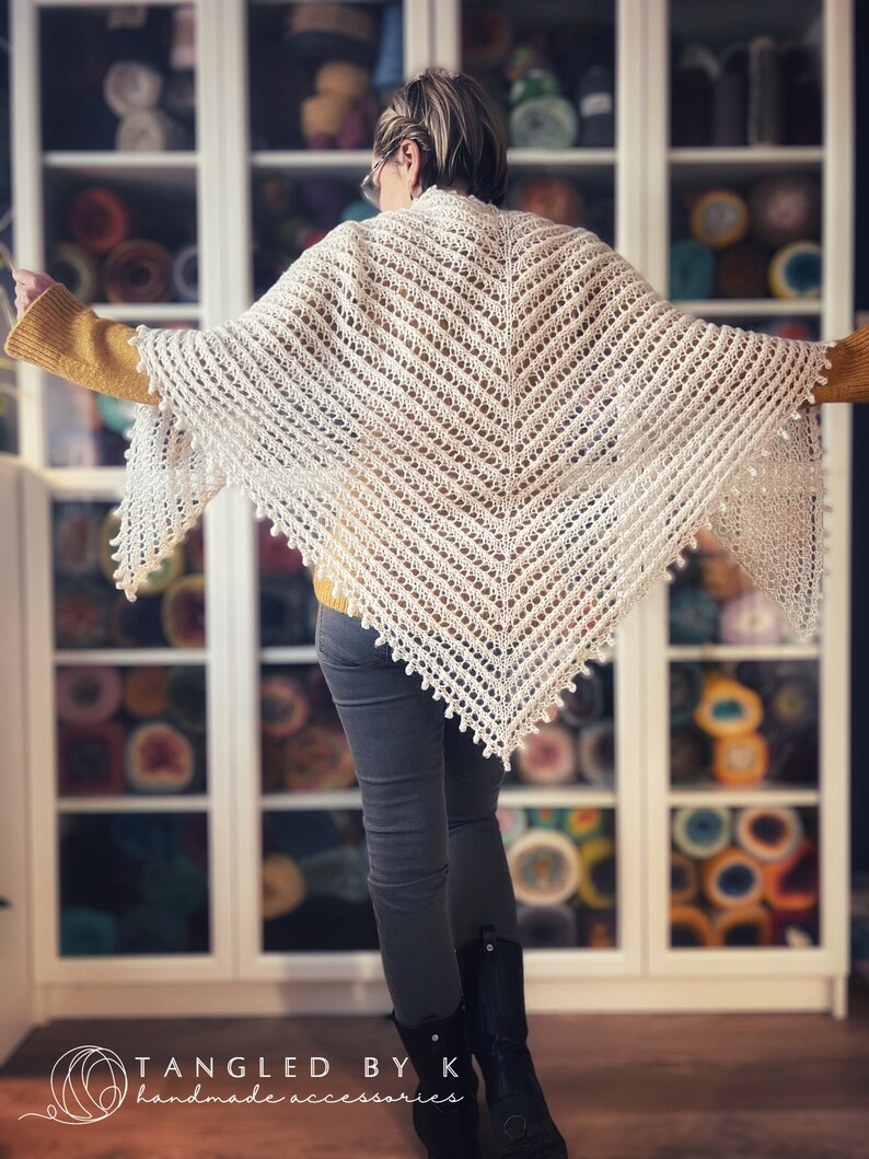 Hand Knitted Wool Shawl, White With Gold Speckles, Lightweight Wrap - Etsy