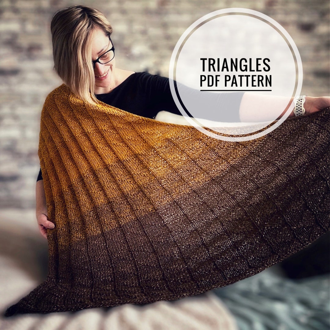 Triangles Shawl Knitting Pattern, Triangular Shawl Digital Pattern ...