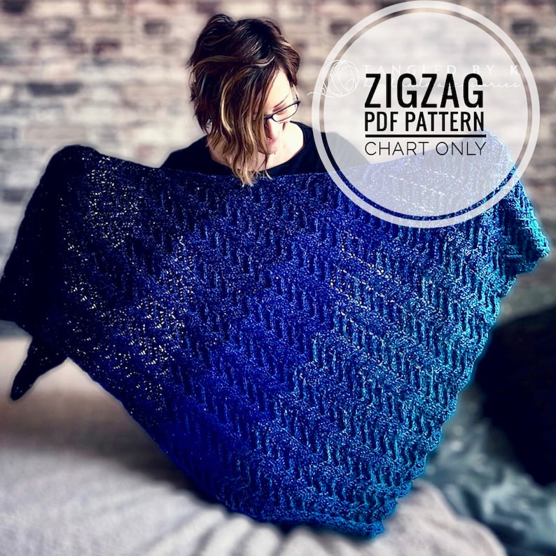Zigzag Shawl Crochet Pattern Triangular Shawl Digital - Etsy