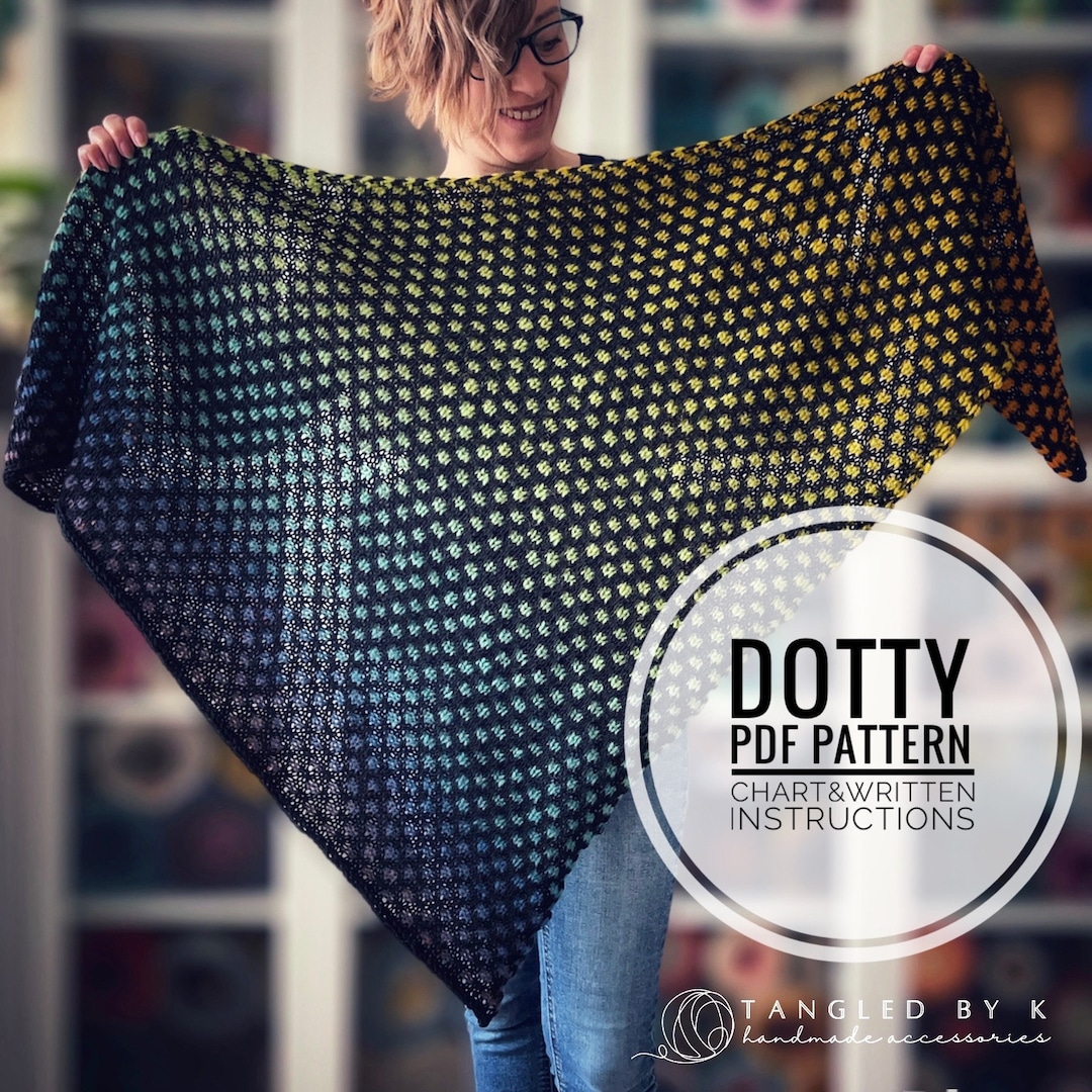 Dotty Shawl Knitting Pattern, Triangular Shawl Digital Pattern, Chart ...