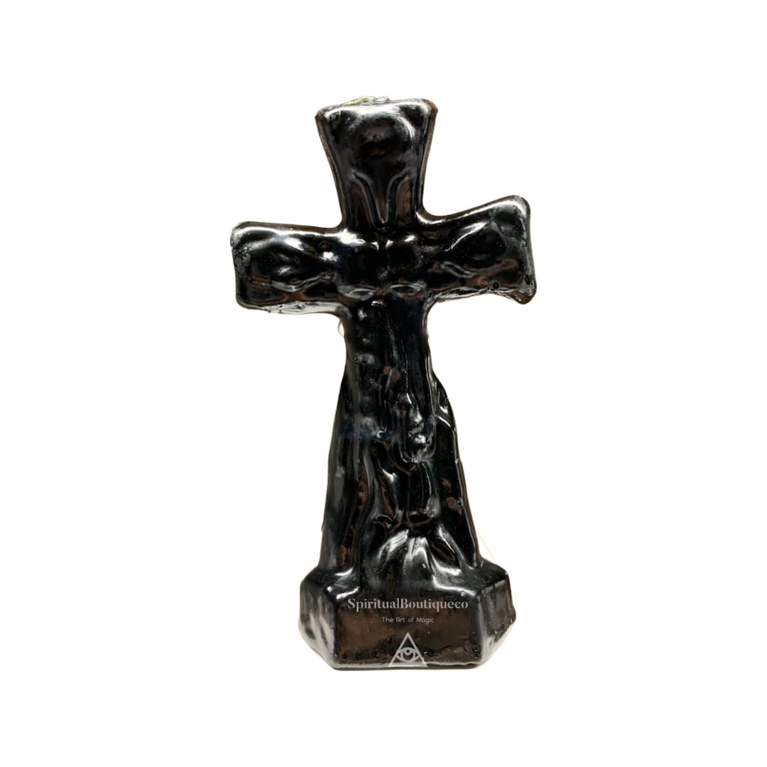 6 Inch Cross Altar Ritual Candle - Black - Etsy