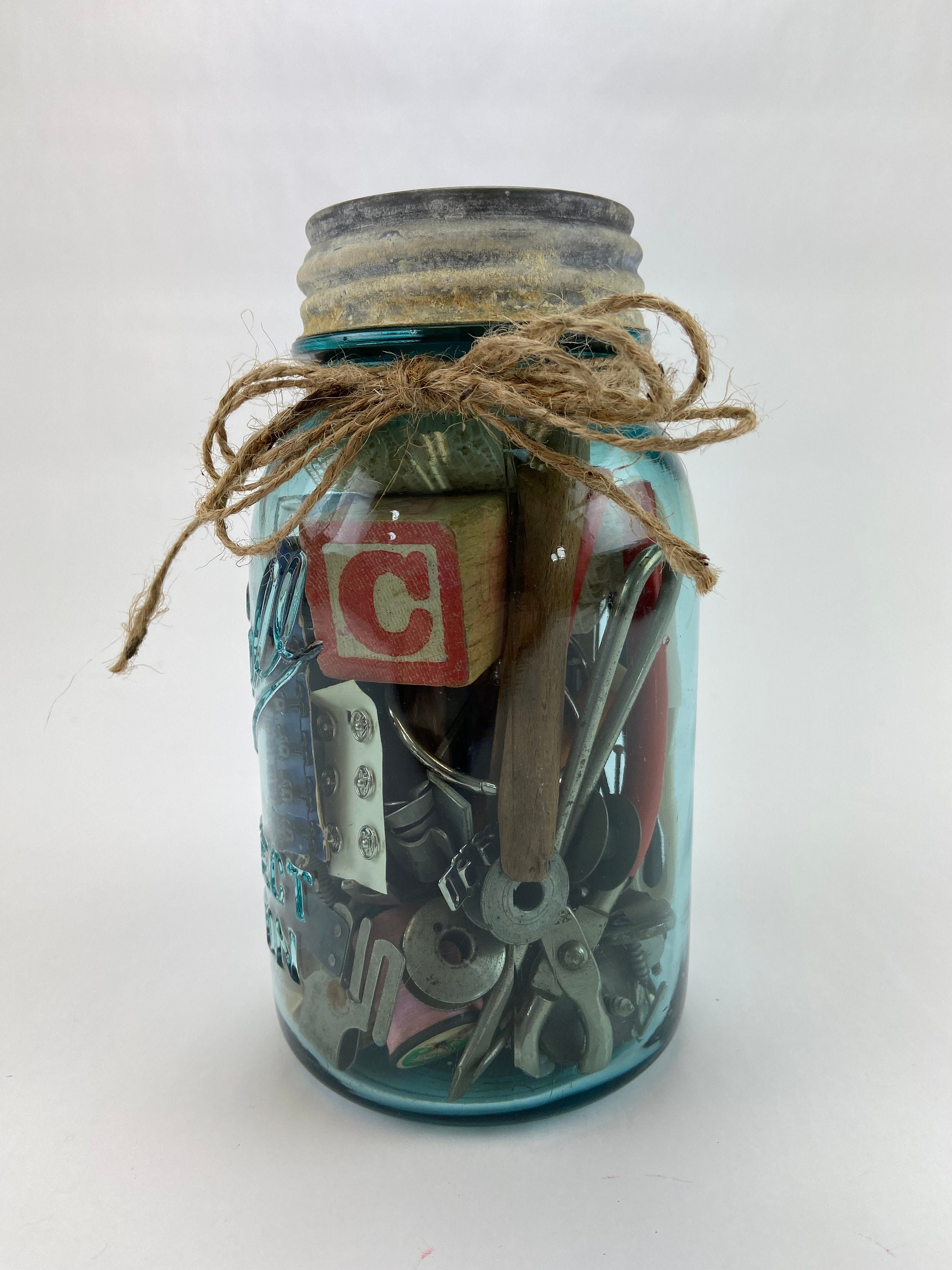 Vintage Ball Quart Jar Filled With Vintage Sewing Notions - Etsy