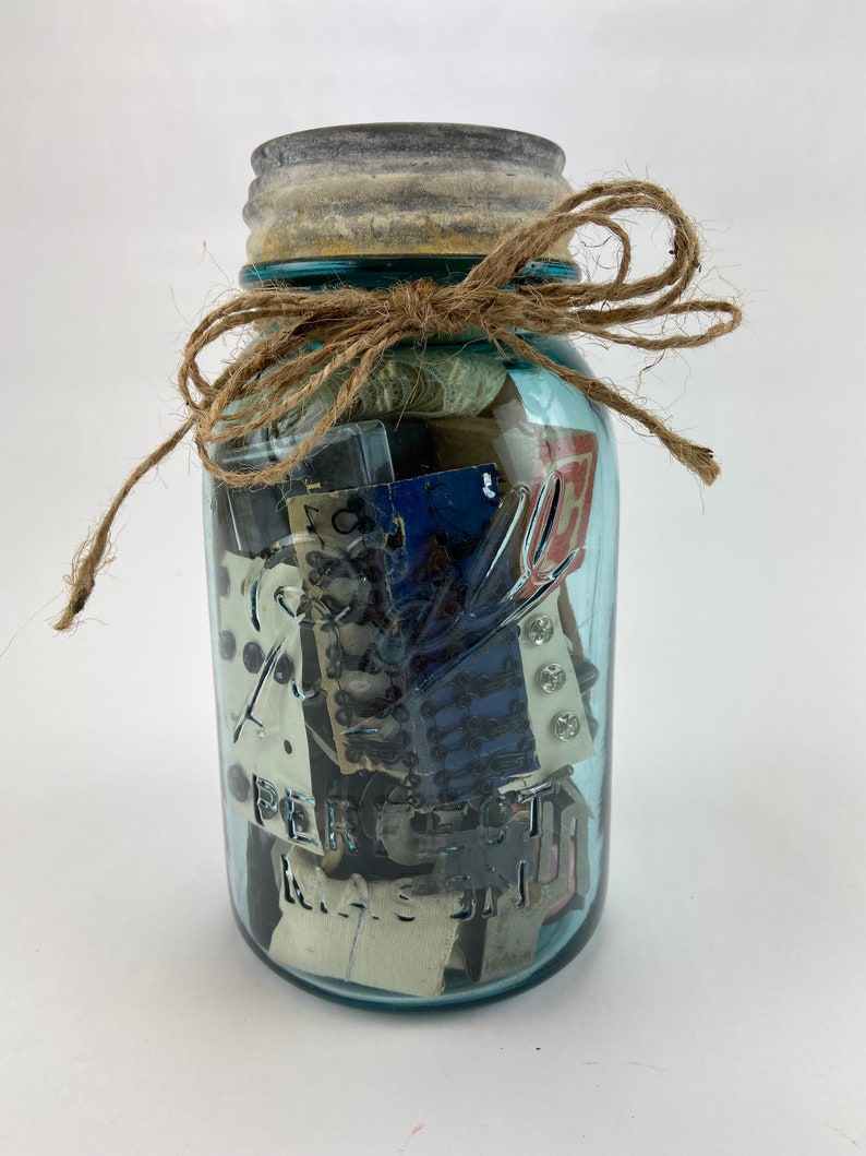 Vintage Ball Quart Jar Filled With Vintage Sewing Notions - Etsy