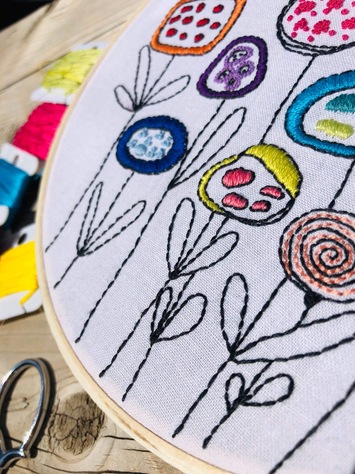 Embroidery Kit Doodle Flower - Etsy