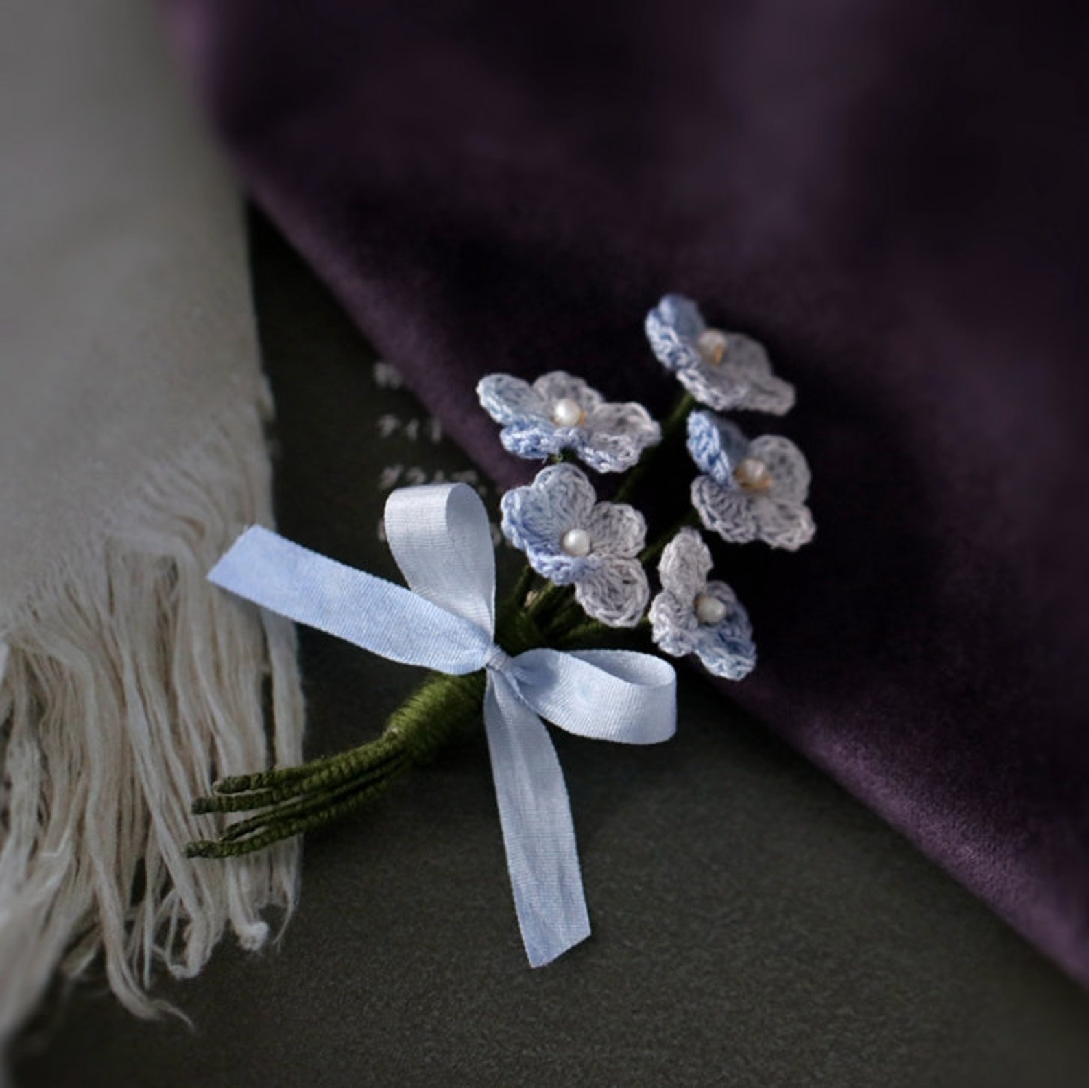 Knitting Flower, Floral Brooch, Handmade,wedding Flower Boutonniere ...