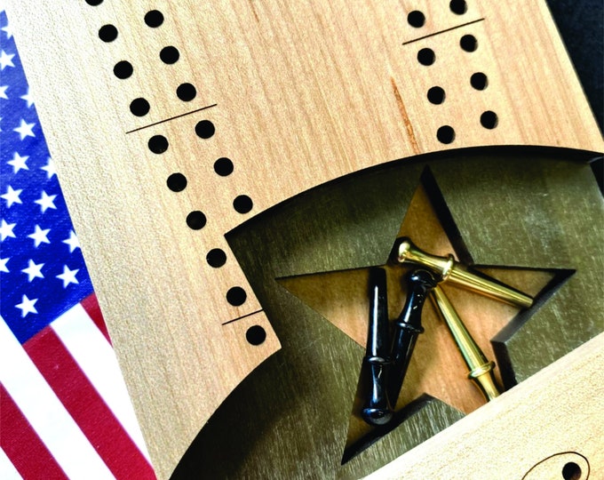 Veteran's Cribbage Game Independence Day Cribbage Board American Flag ...