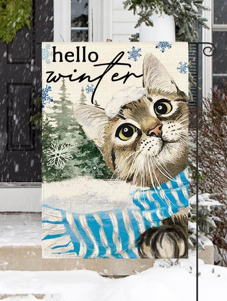 Cute Cat Hello Winter Garden Flag sold by Jessalyn Nuclear | SKU ...