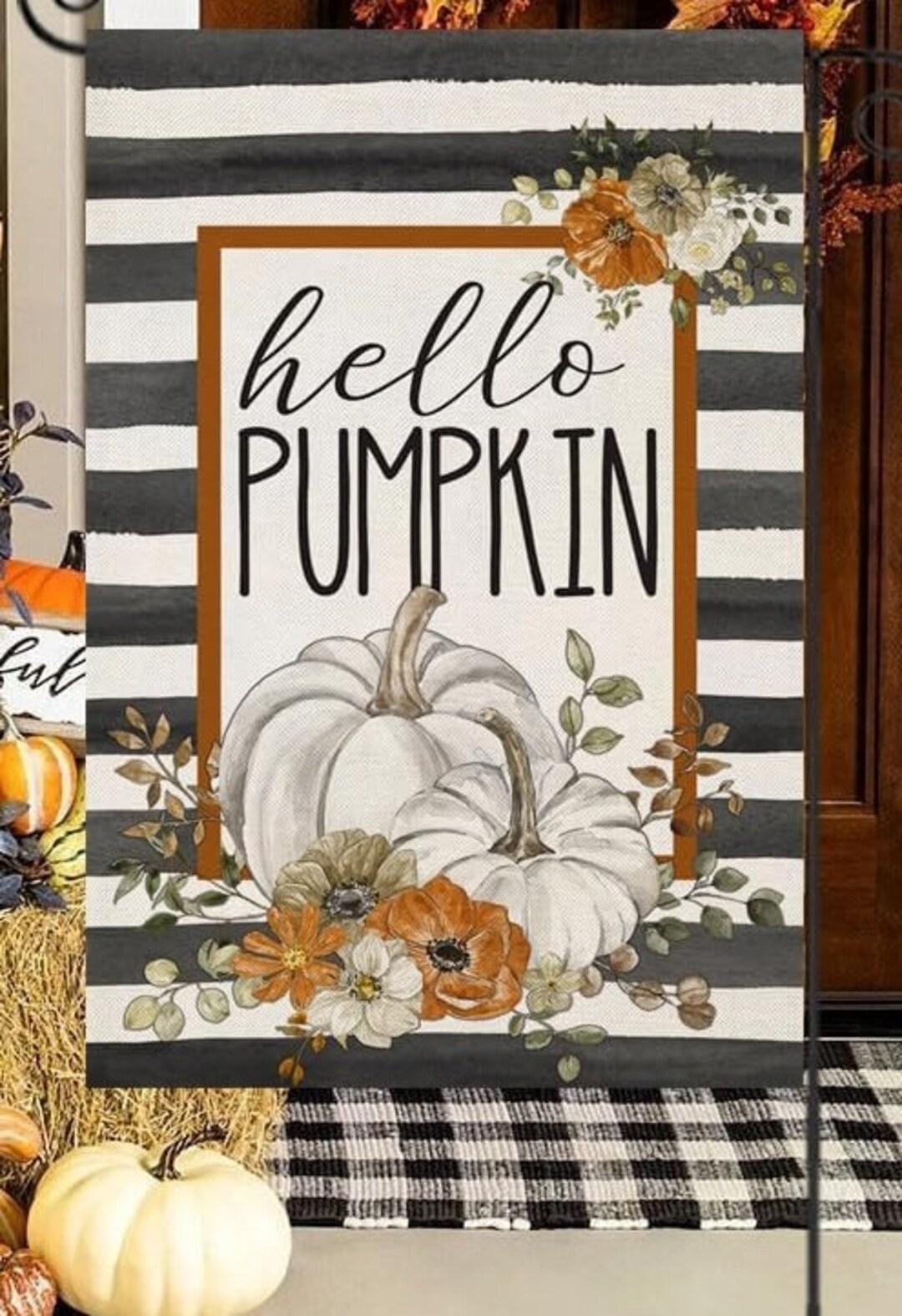 Fall Garden Flag Hello Pumpkin Flag Autumn Flag Autumn Yard - Etsy