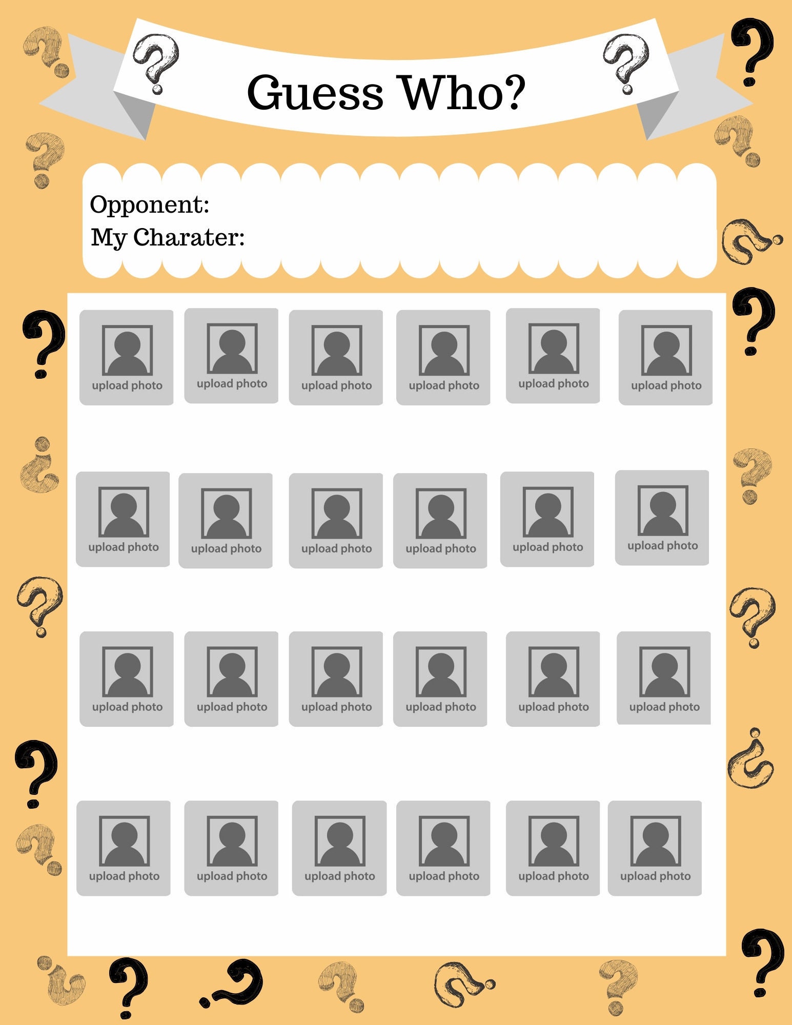 Guess Who Printable Game - Etsy