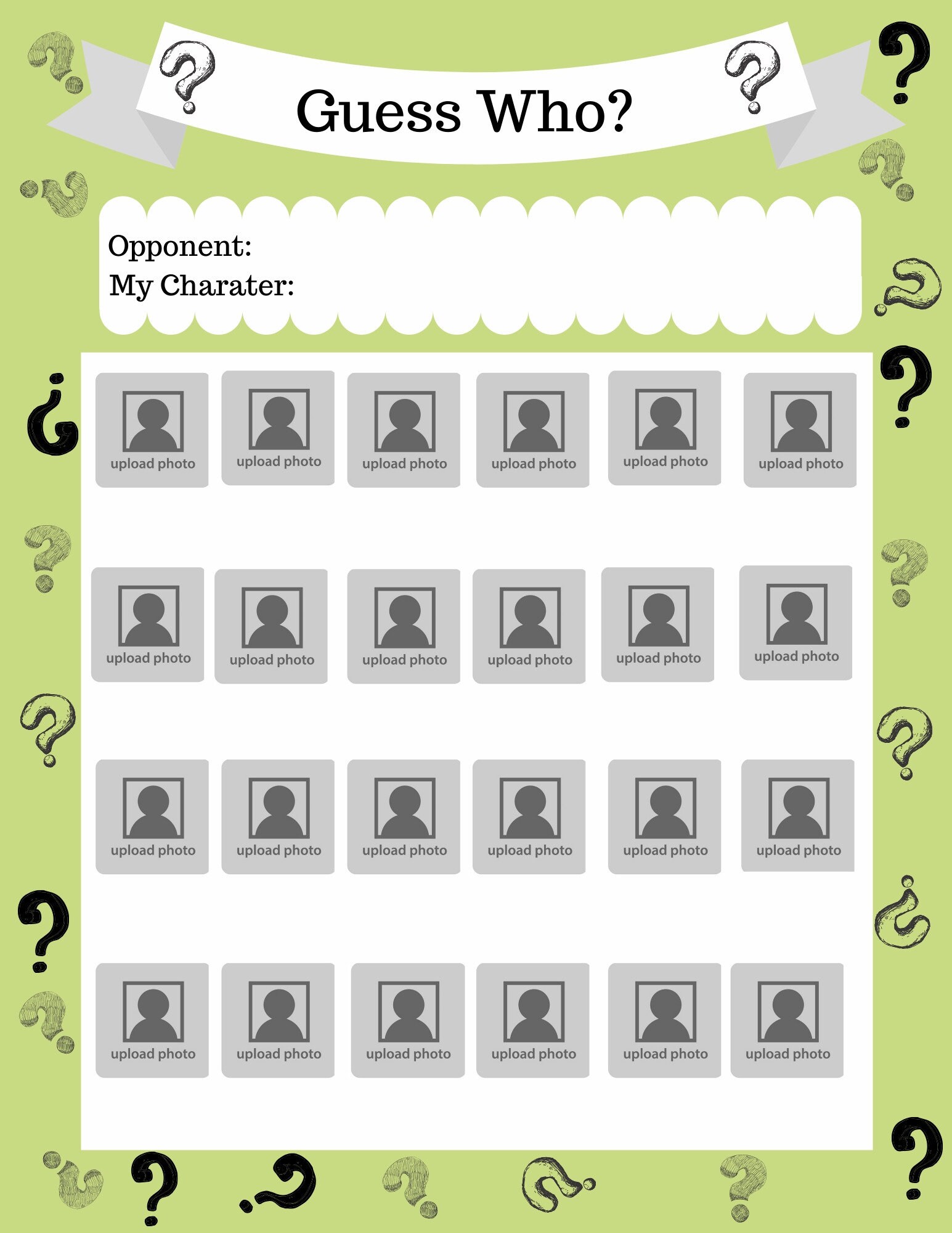 Guess Who Printable Game - Etsy