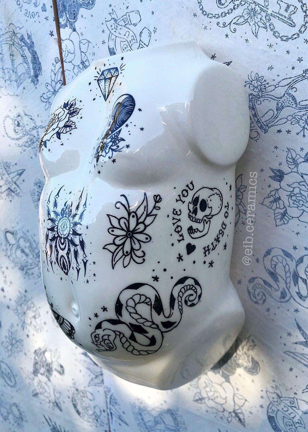 Floating Tattooed Baby Torso Planter - Etsy