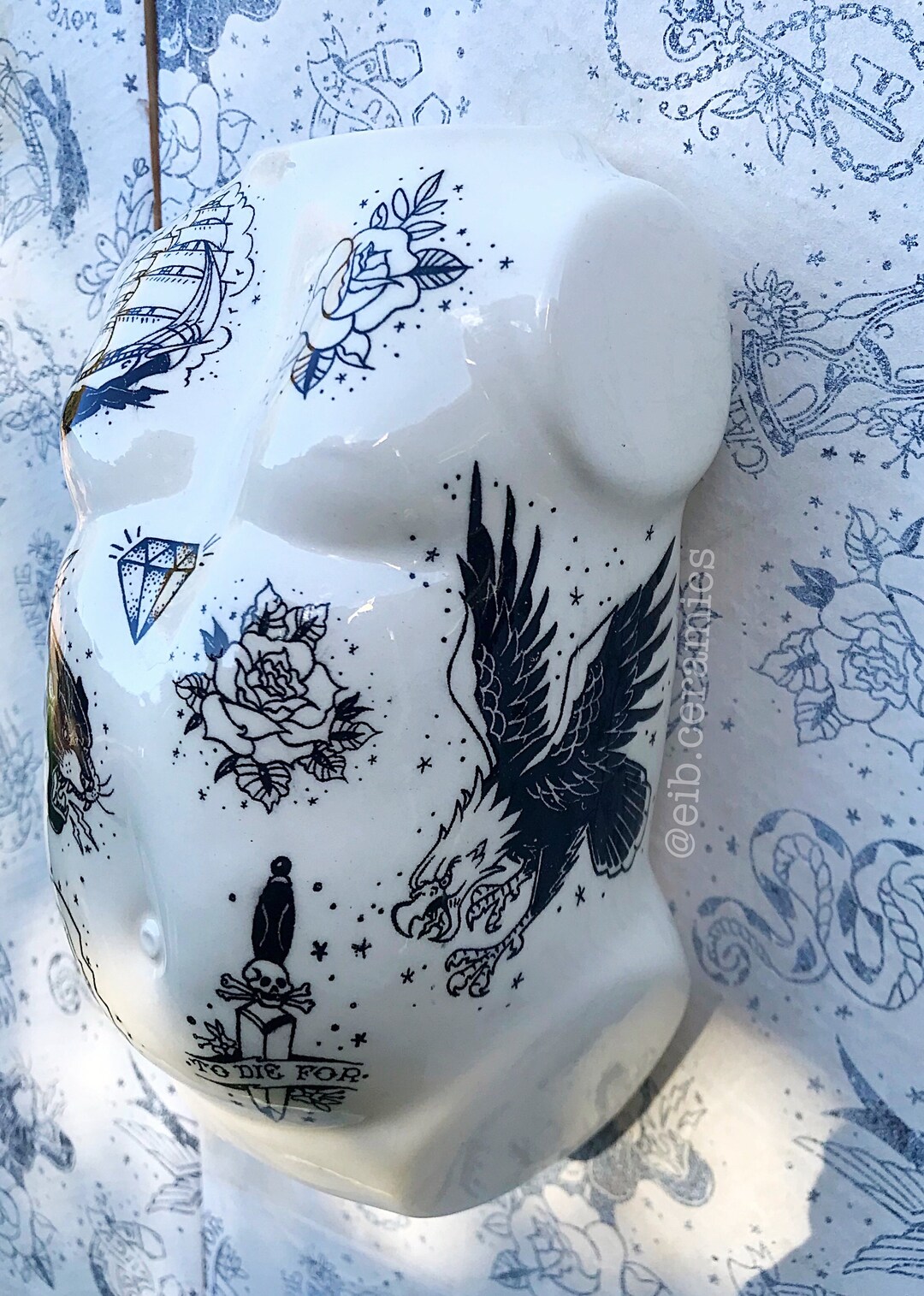 Floating Tattooed Baby Torso Planter - Etsy