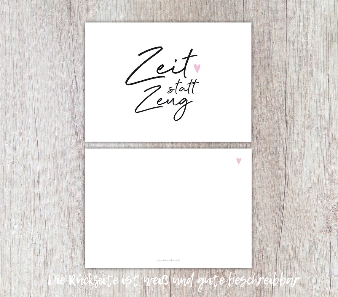 Karte Zeit statt Zeug mit Herz Zeit verschenken | Etsy