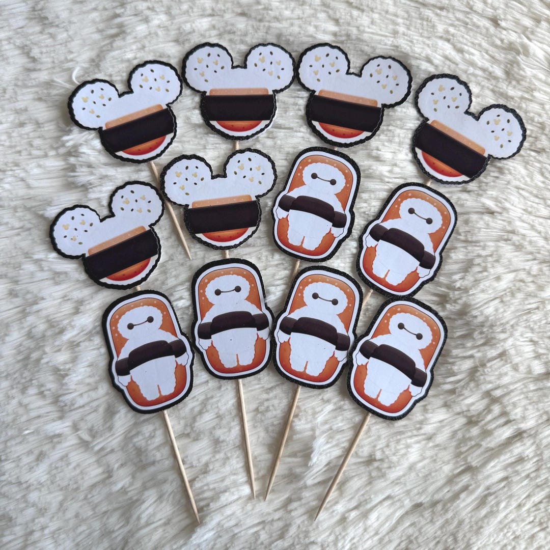 Mickey Musubi and Baymax Cupcake Topper, Musubi, Baymax, Mickey - Etsy