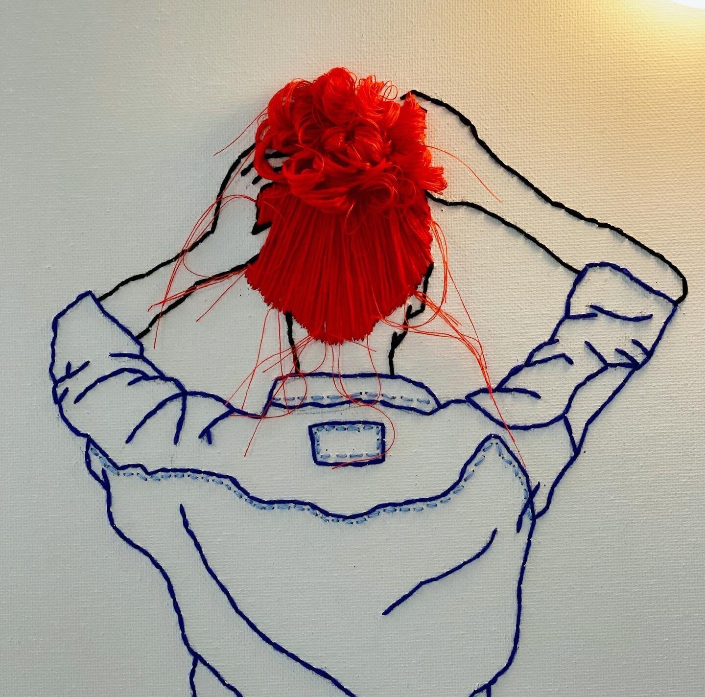 Threaded Art Red Hair Wall Decor | One of a Kind Piece | Embroidery ...