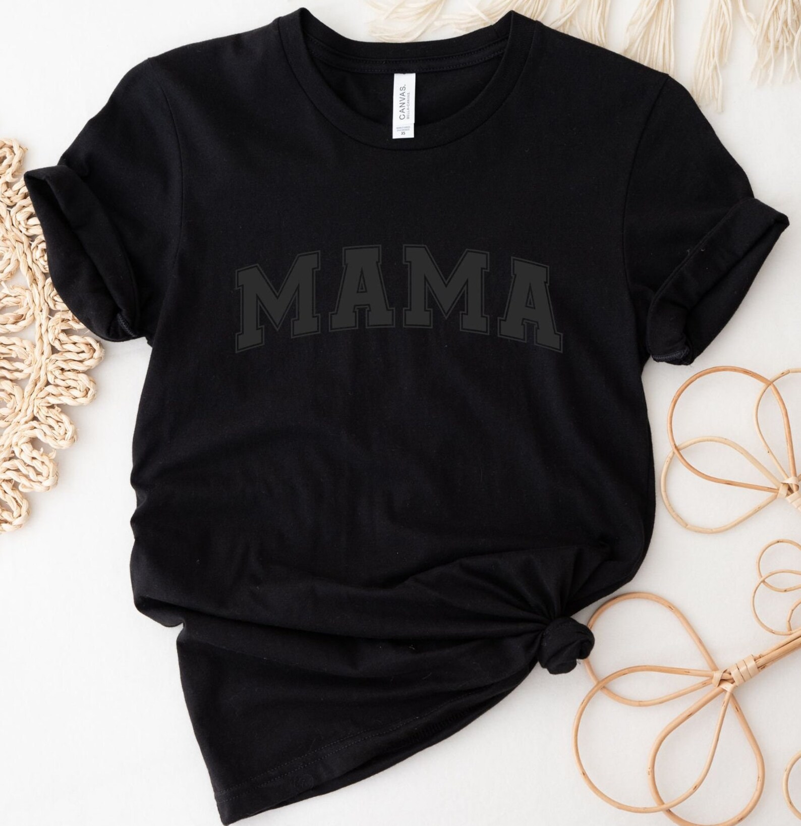 Mama Varsity T-shirt, Black Puff Print, Mother's Day Gift, Mama Puff ...