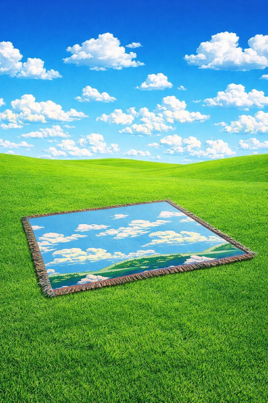Pixel Art Sky Woven Throw - Heavyweight Cotton Glitch Blanket - Surreal ...