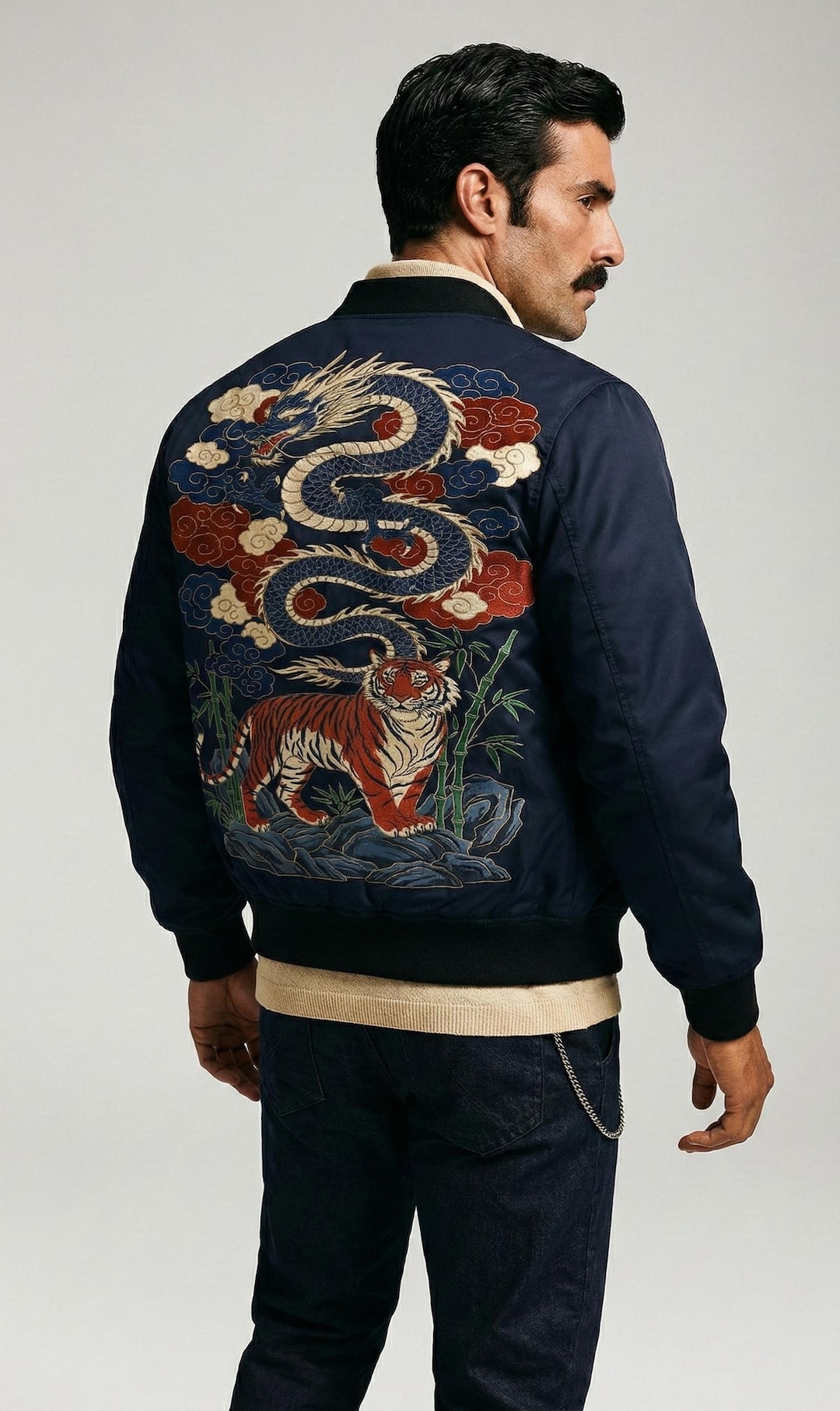 Sukajan Dragon & Tiger Lightweight Bomber Jacket | Japanese Souvenir ...
