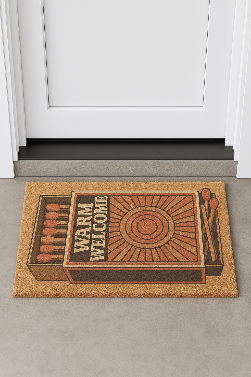Retro Matchbox Sunburst Coir Doormat – Vintage-inspired Entryway Rug ...