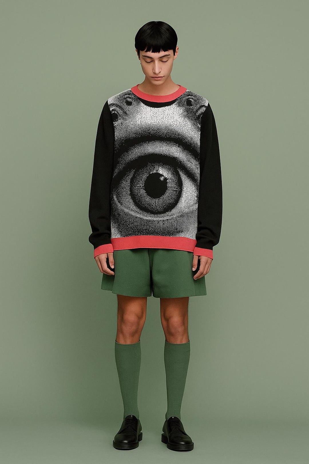 Weirdcore Eye Print Sweater, Pink Graphic Crewneck, Dreamcore Clothing ...