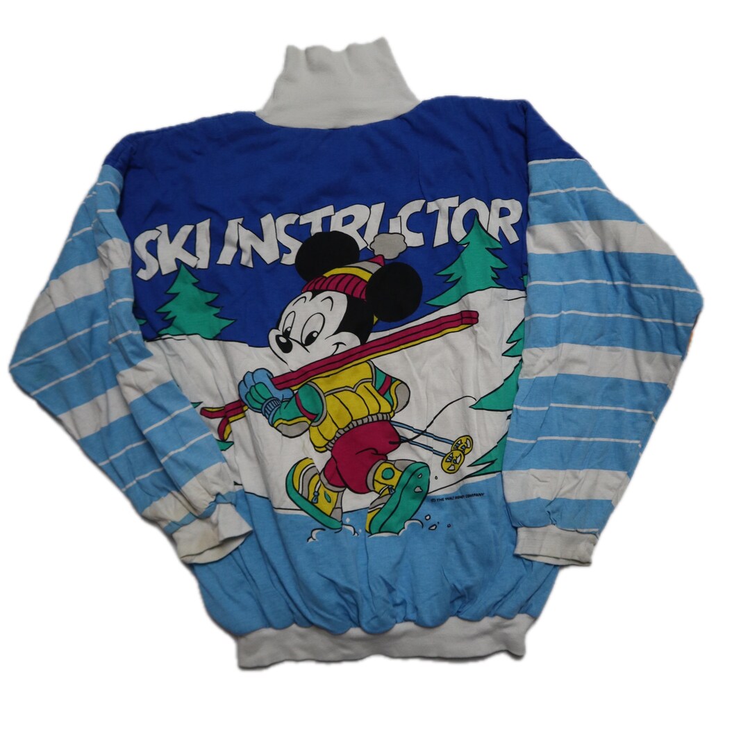 Vintage 80s Mickey Mouse Ski Sweatshirt Men’s Small Retro Disney Winter ...