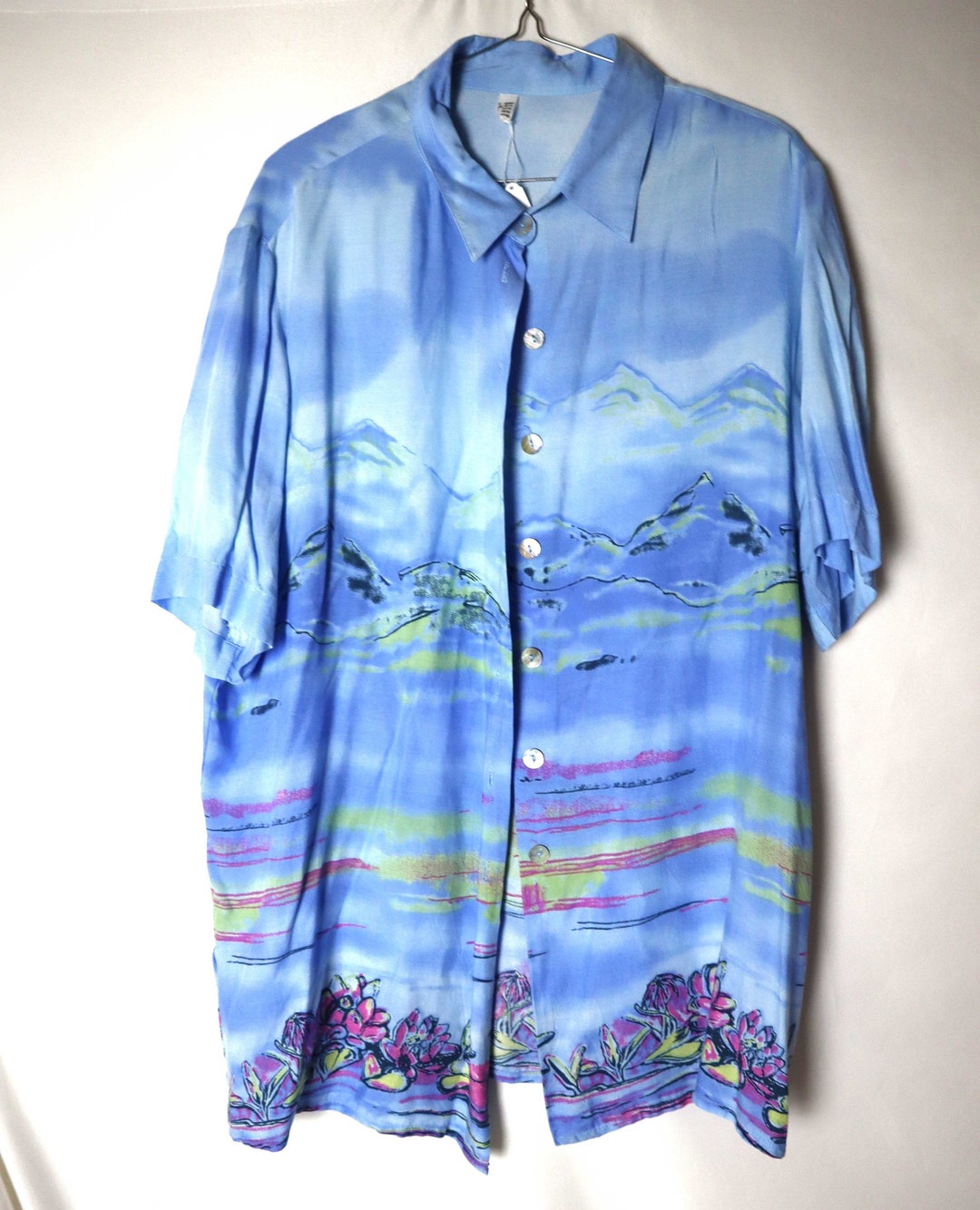 Vintage 90s Hawaiian Shirt Funky Graphic Print Tropical Vibes Mens 2xl