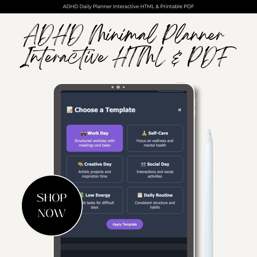 ADHD Digital Planner & Dashboard, Executive Function Organizer ...
