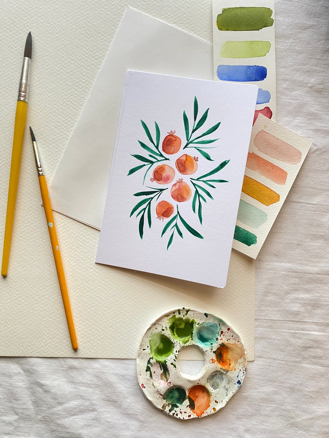 Fruit Watercolor Card Hand Painted Elegant Card - Etsy