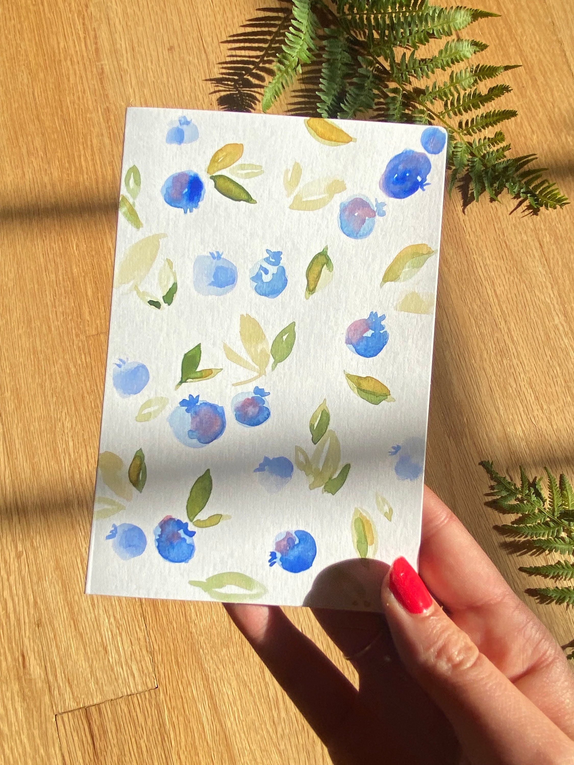 Berry Card Set Handpainted Watercolor Strawberry and Blueberry Cards - Etsy