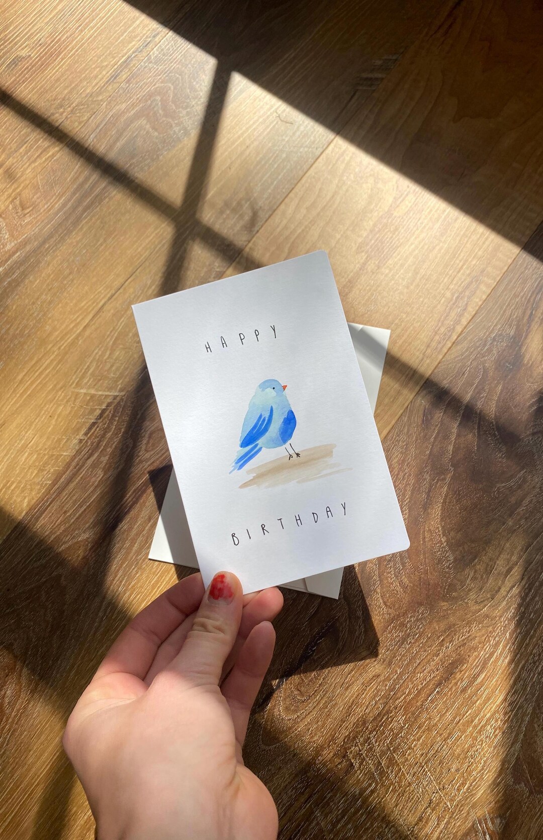 Bird Birthday Card Bluebird Handpainted Birdwatching Card - Etsy