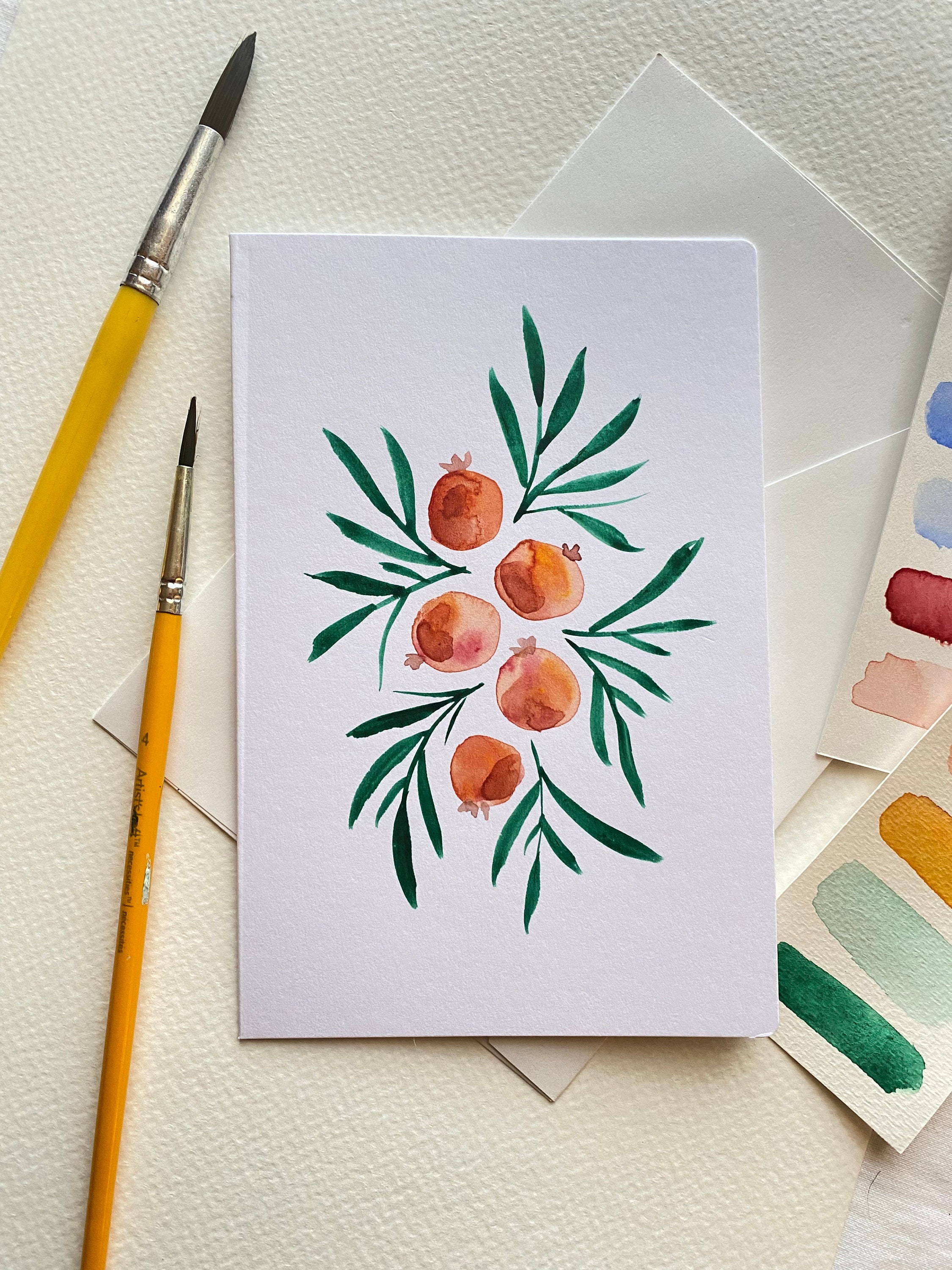 Fruit Watercolor Card Hand Painted Elegant Card - Etsy