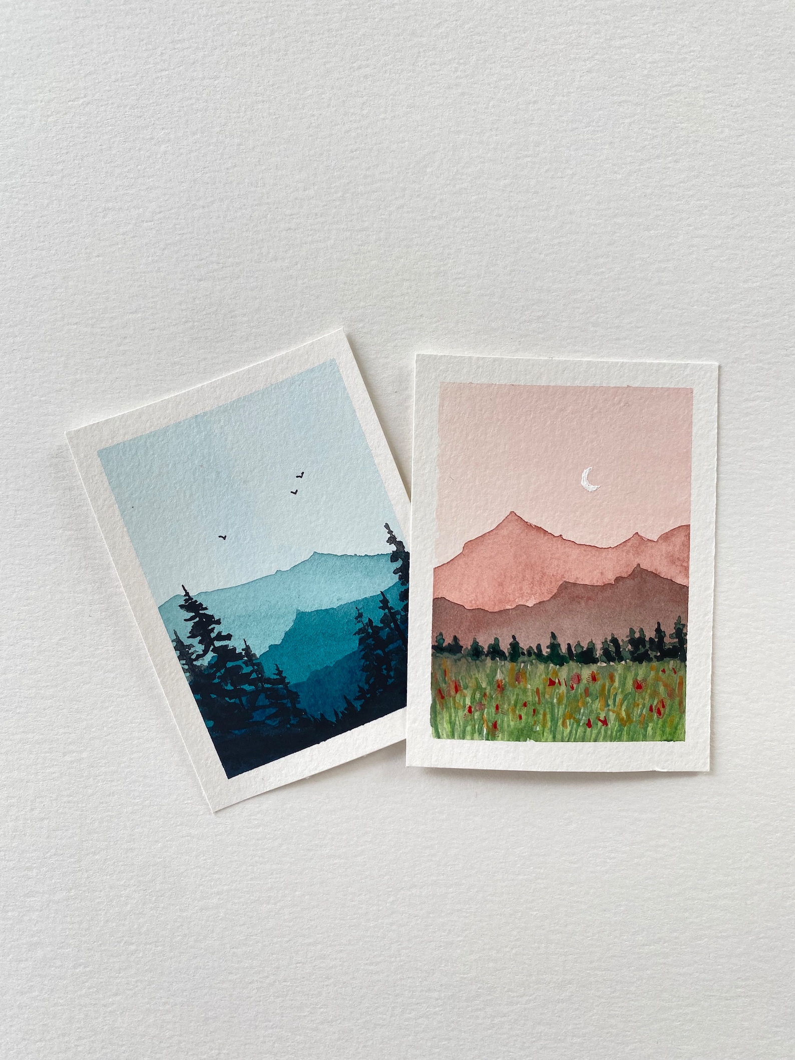 Small Watercolor Painting Mini Landscape Scene Framed Watercolor - Etsy
