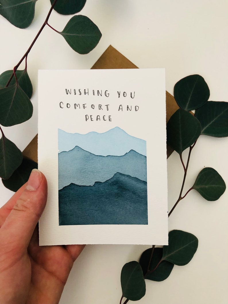 Sympathy Card, Handmade Comfort Card, Blue Mountain Design - Etsy