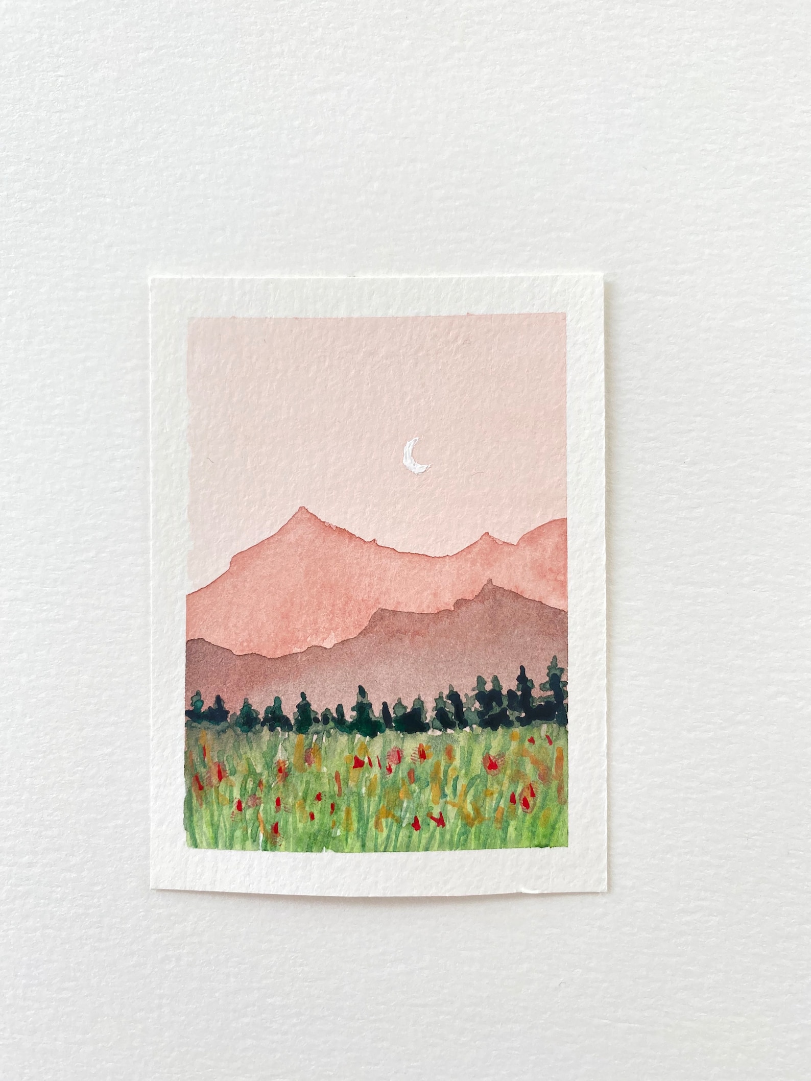 Small Watercolor Painting Mini Landscape Scene Framed - Etsy